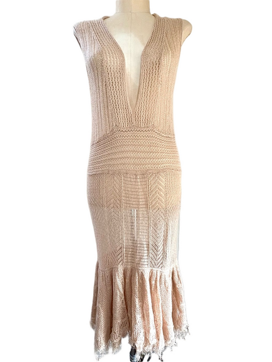 Free People | Dresses | Free People Spun Sheer Open Knit Ruffled ...